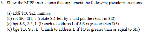 Solved 3. Show the MIPS instructions that implement the | Chegg.com