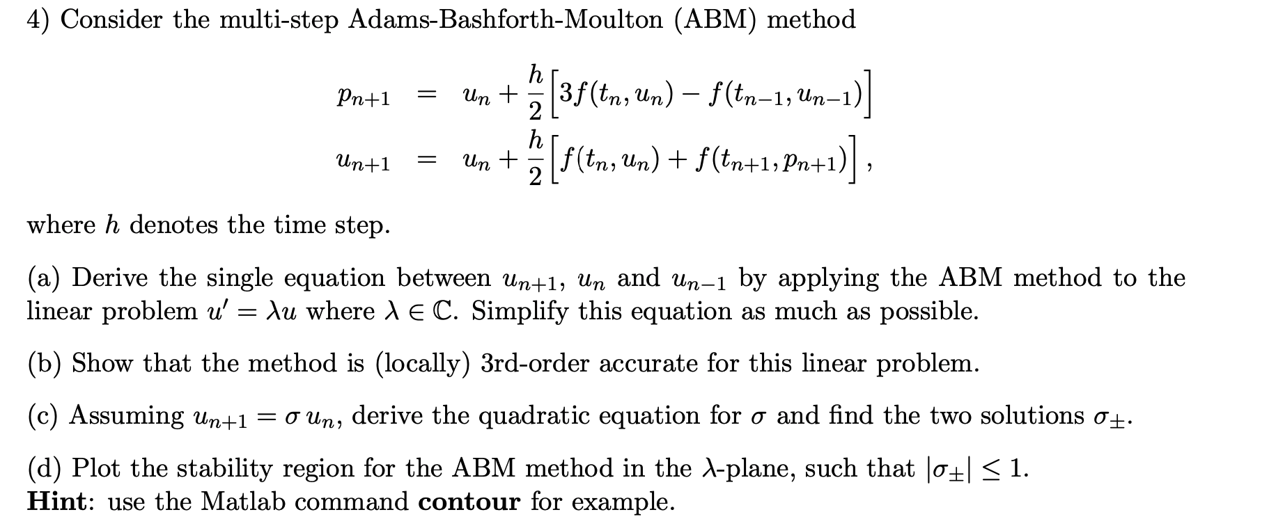 4) Consider the multi-step Adams-Bashforth-Moulton | Chegg.com