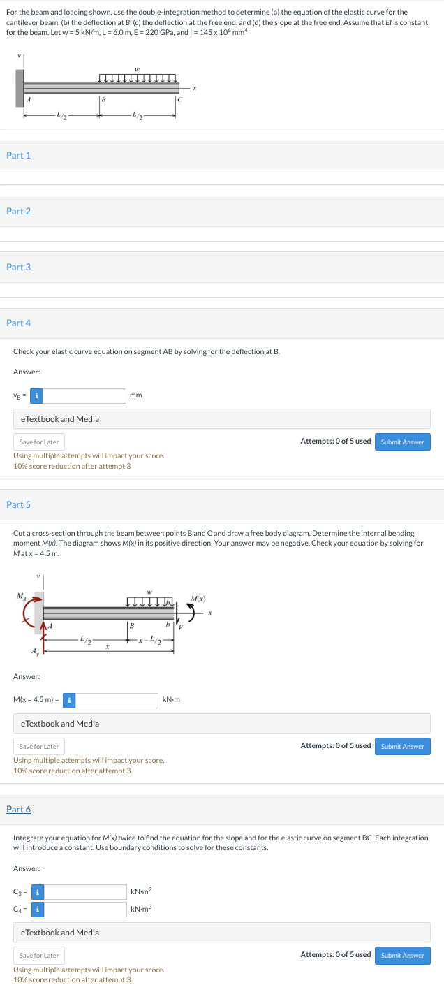 Solved For the beam and loading shown, use the | Chegg.com