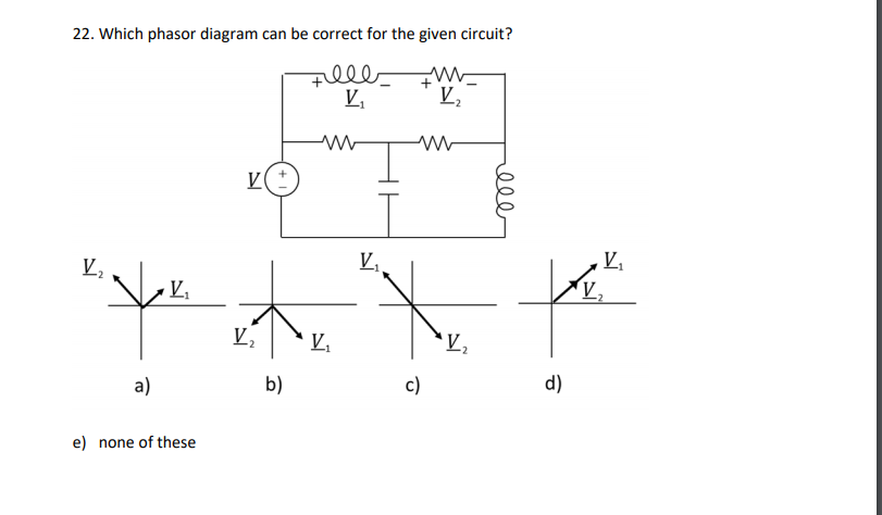 Solved 23. Which phasor diagram can be approximately) | Chegg.com