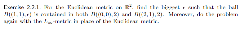 Solved Exercise 2.2.1. For the Euclidean metric on R2, find | Chegg.com