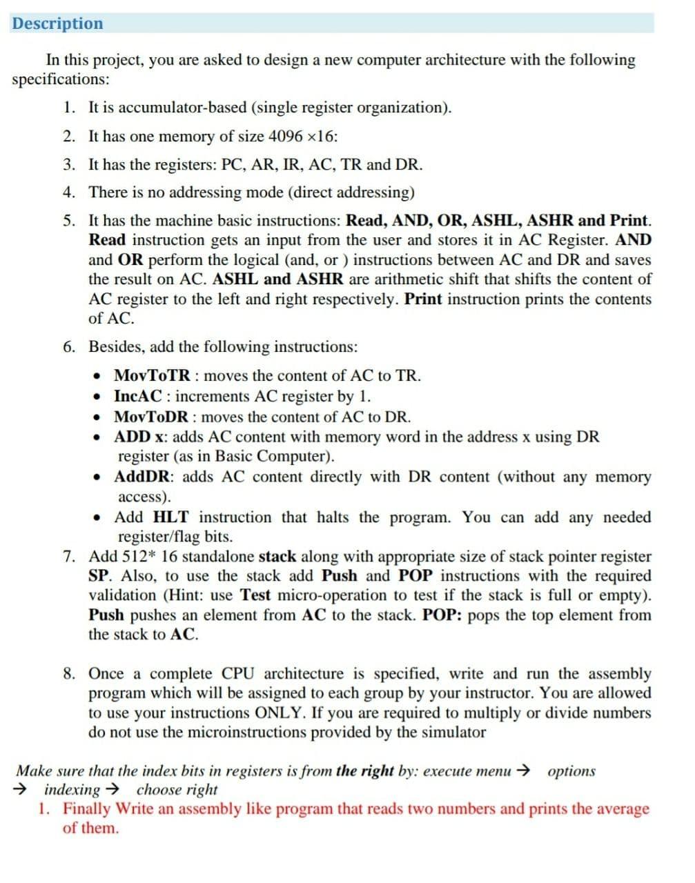 Project (CPU Sim) C220 - Computer Organization and | Chegg.com