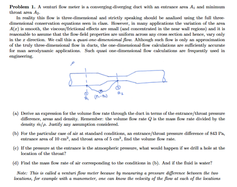Solved Problem 1. A venturi flow meter is a | Chegg.com