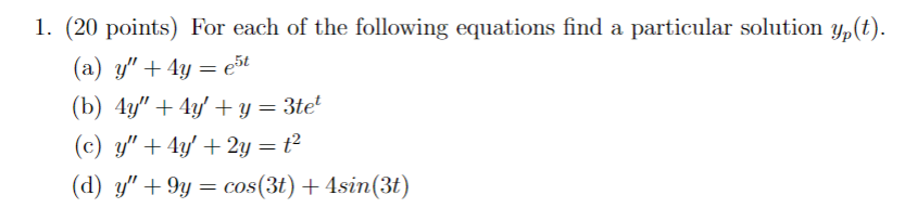 Solved (20 ﻿points) ﻿For each of the following equations | Chegg.com