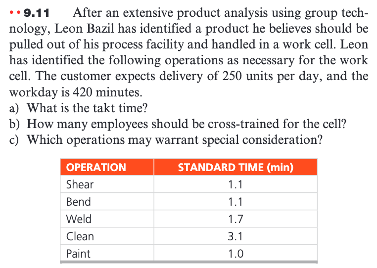 Solved - 9.11 After an extensive product analysis using | Chegg.com