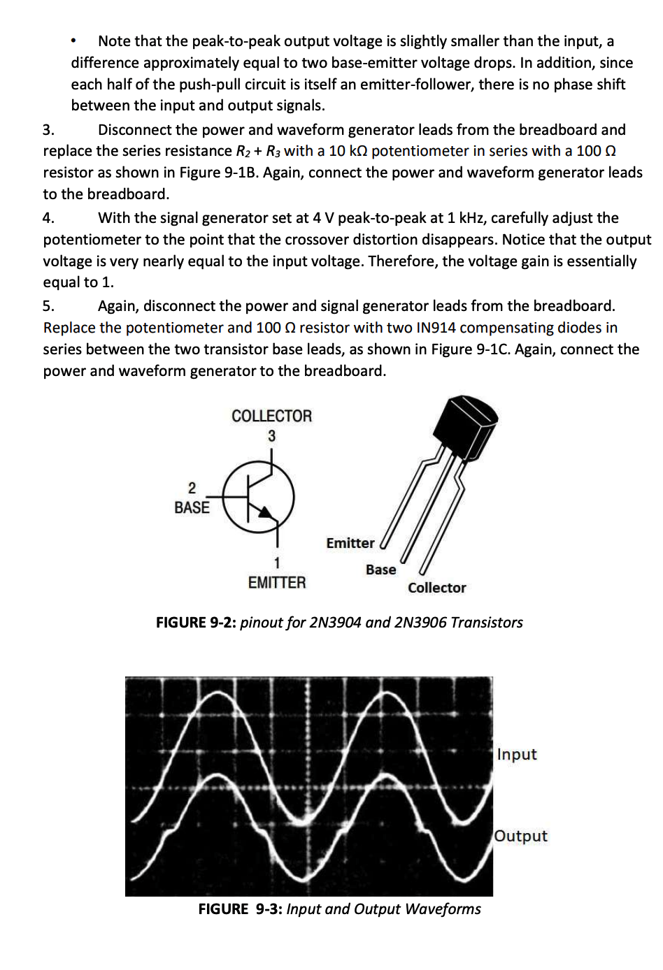 LAB 9: The Class B Push-Pull Emitter-Follower Power | Chegg.com