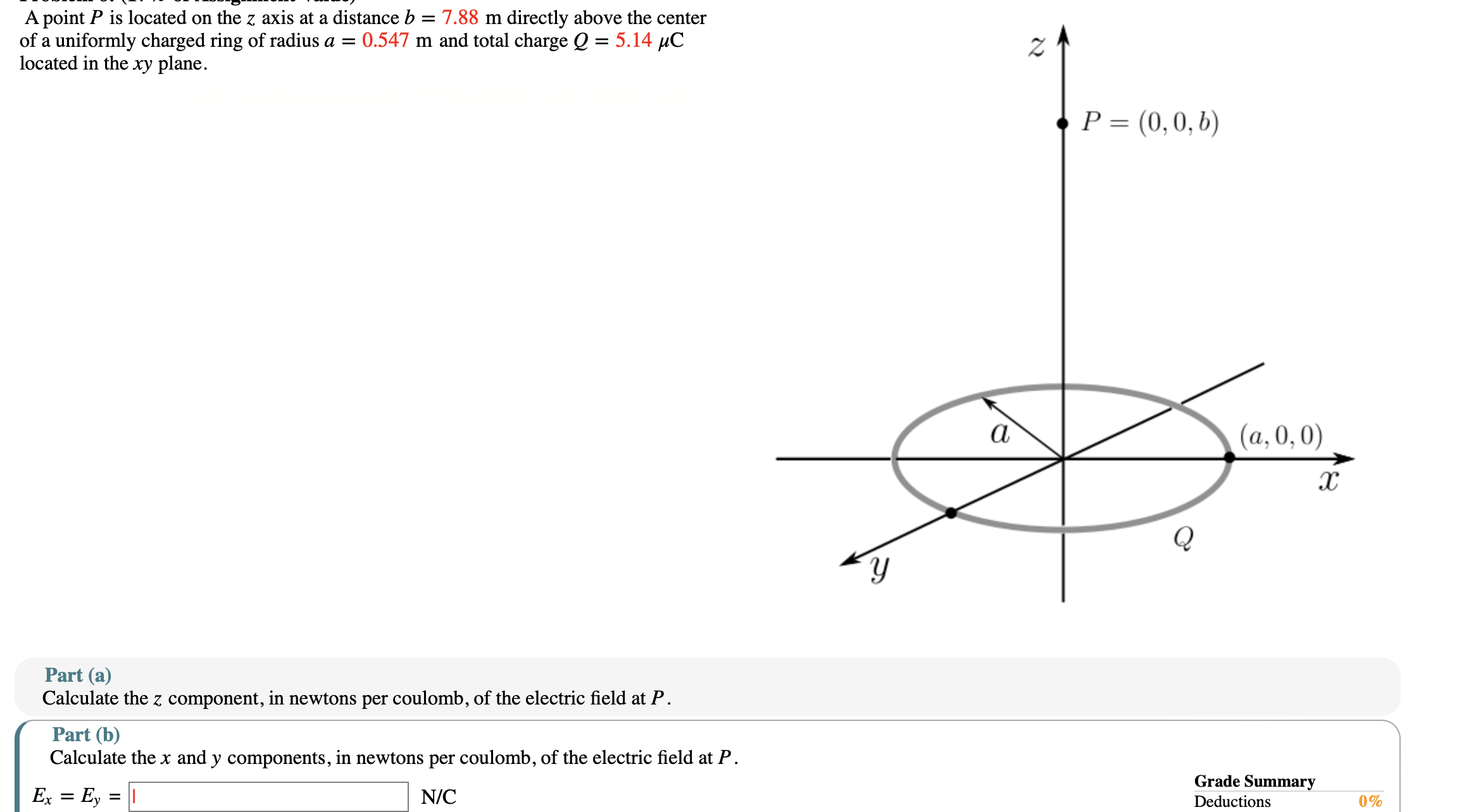 Solved A point P ﻿is located on the z ﻿axis at a distance | Chegg.com