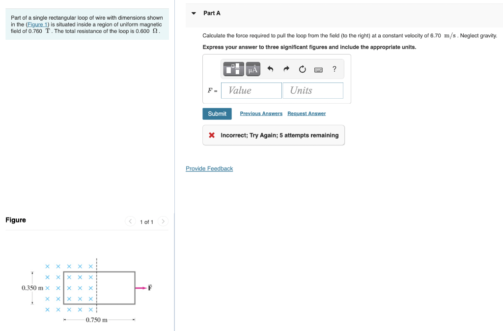 Solved Part A Part of a single rectangular loop of wire with | Chegg.com