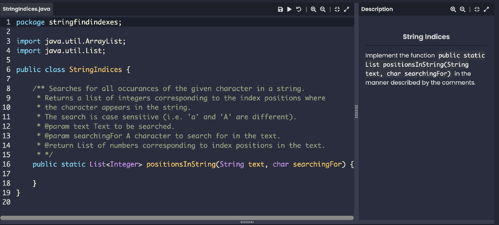 Solved String Indices Implement the function public static | Chegg.com