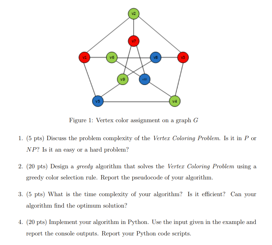Solved ion 2 50pts Consider The Vertex Coloring Chegg
