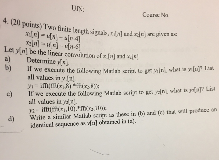 Solved Two finite length signals, x_1[n] and x_2[n] are | Chegg.com