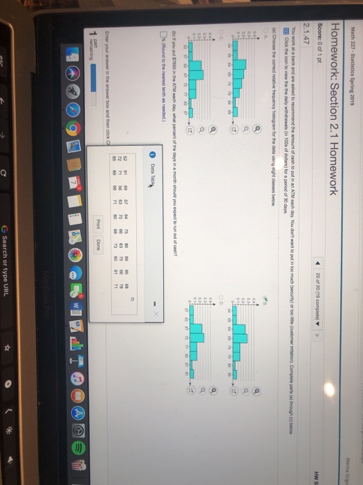 Solved Math 227-Statistics Spring 2019 Homework: Section 2.1 | Chegg.com