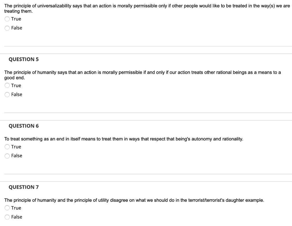 Solved The principle of universalizability says that an | Chegg.com