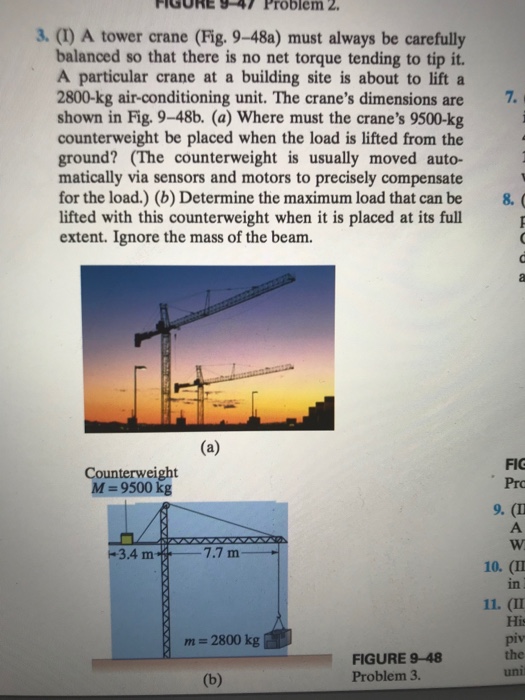 Solved FIGURE 9-47 Problem 2 3. (1) A tower crane (Fig. | Chegg.com