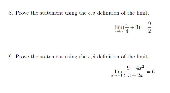 Solved 8. Prove the statement using the c, d definition of | Chegg.com