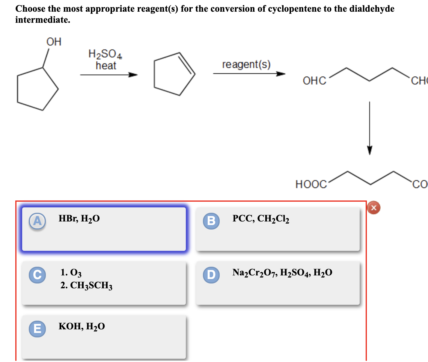 Solved Choose the most appropriate reagent(s) for the | Chegg.com