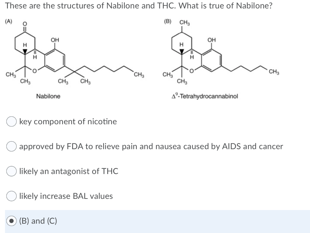 Solved These are the structures of Nabilone and THC. What is | Chegg.com