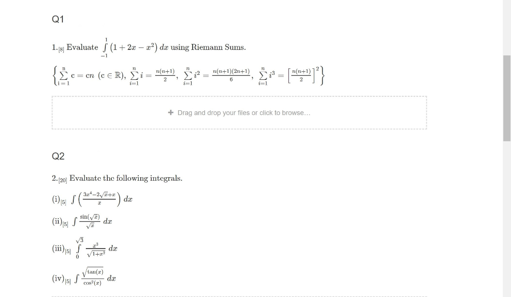 Solved 1. e) Evaluate } (1 + 22 – xº) de using Riemann Sums. | Chegg.com