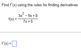 Solved Find f′(x) using the rules for finding derivatives | Chegg.com