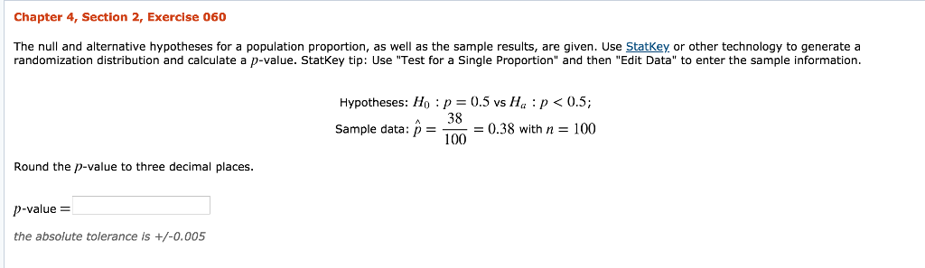 Solved Chapter 4, Section 2, Exercise 060 The null and | Chegg.com