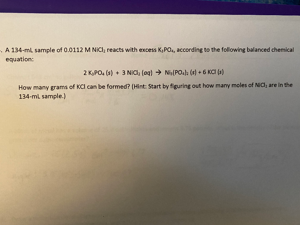 Solved - A 134-mL sample of 0.0112 M NiCl2 reacts with | Chegg.com