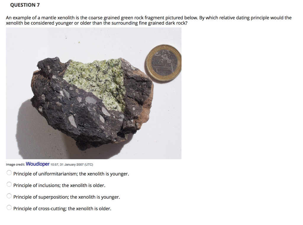 Solved QUESTION 7 An example of a mantle xenolith is the | Chegg.com