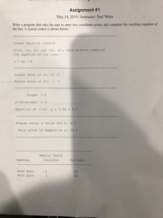 Solved Assignment #1 May 14, 2019/Instructor: Paul Watta | Chegg.com