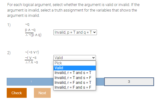 Solved For each logical argument, select whether the | Chegg.com