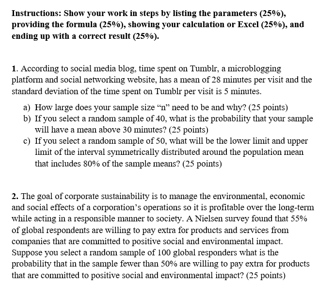 Solved Instructions: Show your work in steps by listing the | Chegg.com