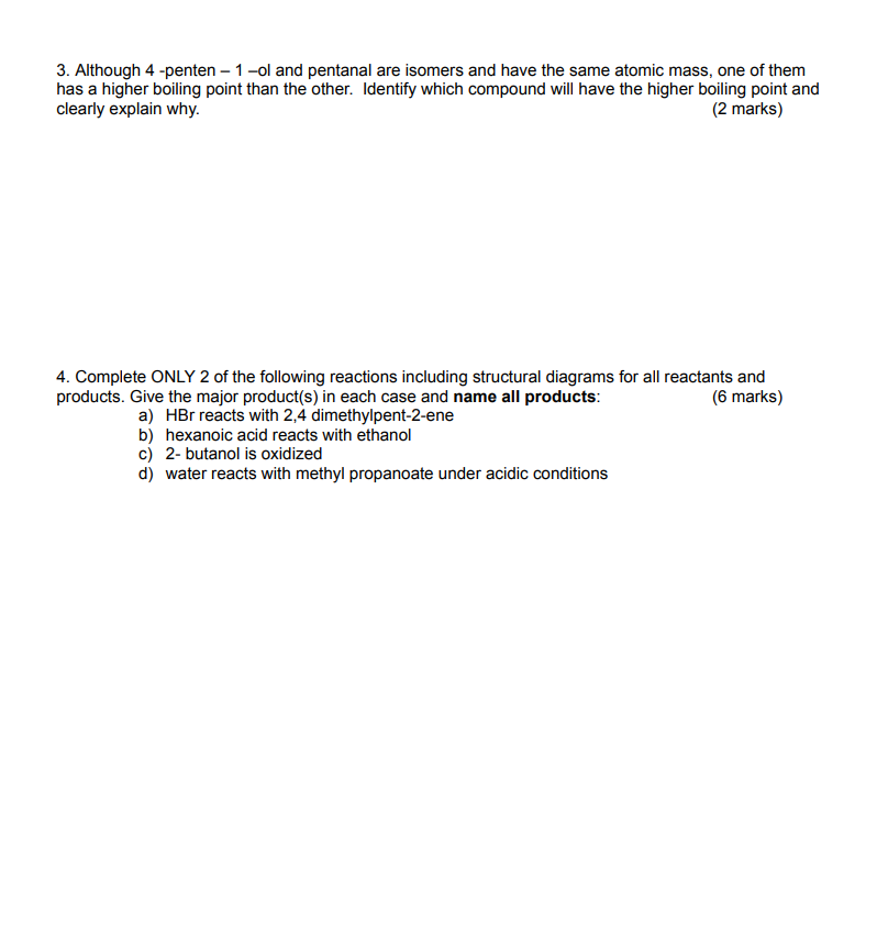 Solved Unit 2 Assignment: Organic Chemistry Short Answer: 1. | Chegg.com
