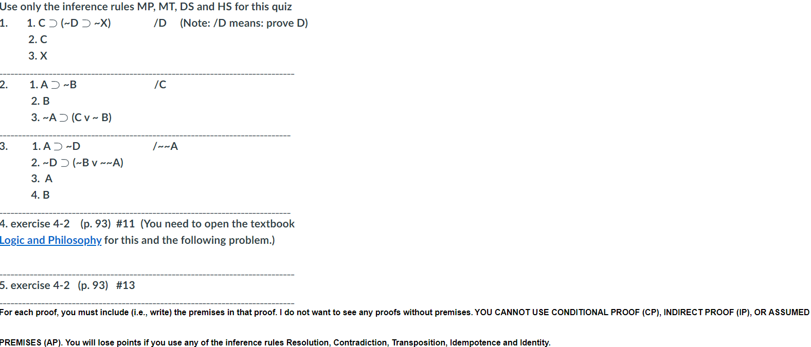 Solved Use only the inference rules MP, MT, DS and HS for | Chegg.com