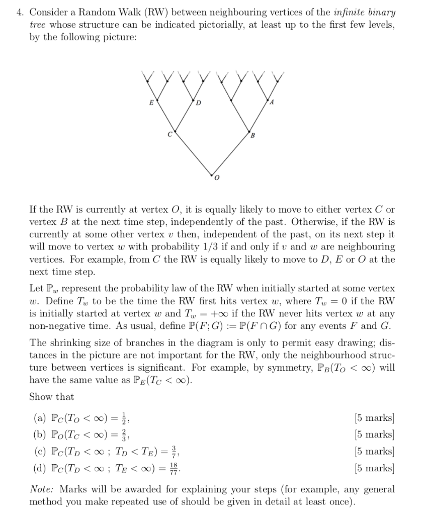 Solved 4. Consider a Random Walk (RW) between neighbouring | Chegg.com