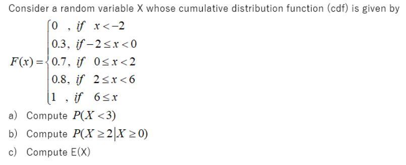 Solved Consider a random variable X whose cumulative | Chegg.com
