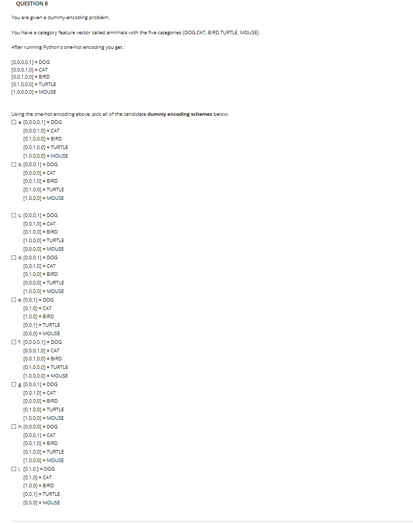 Solved QUESTION 8 You are given a dummy-encoding problem. | Chegg.com