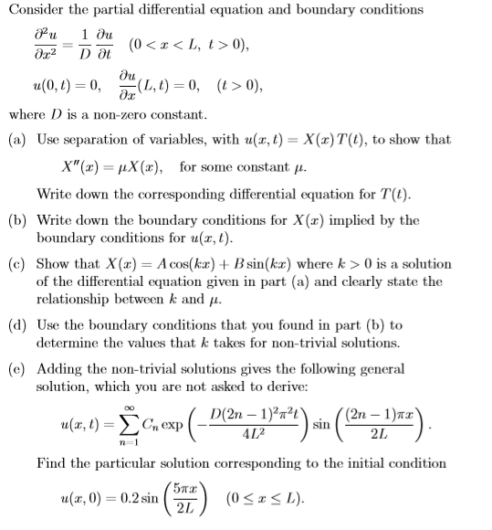 Solved Consider the partial differential equation and | Chegg.com