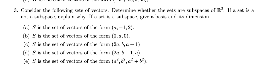 Solved 3. Consider the following sets of vectors. Determine | Chegg.com