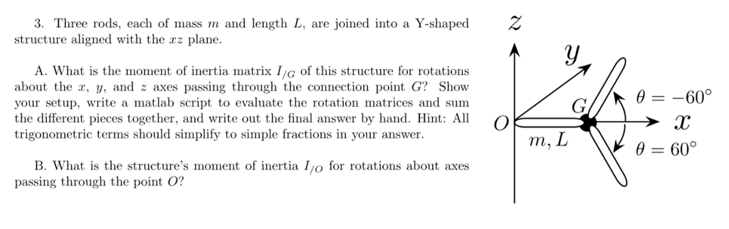 Solved 3, Three rods, each of mass m and length L, are | Chegg.com