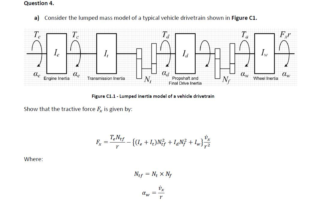 Solved Consider the lumped mass model of a typical vehicle | Chegg.com