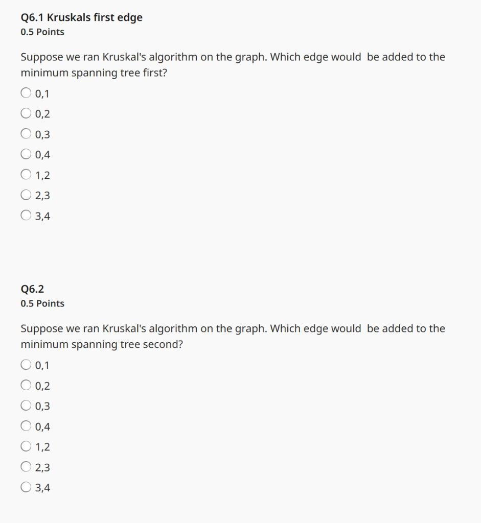 Solved Q6 3 Points For the following two subproblems we will | Chegg.com