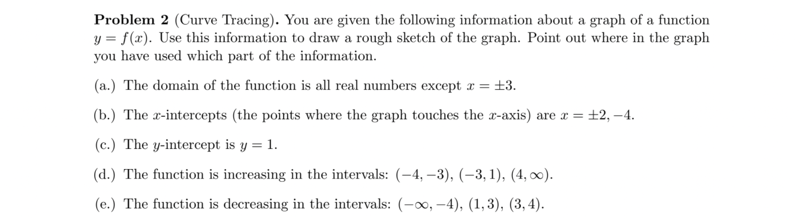 Solved Problem 2 (Curve Tracing). You are given the | Chegg.com