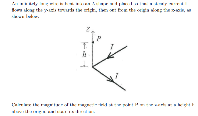 Solved An infinitely long wire is bent into an L shape and | Chegg.com