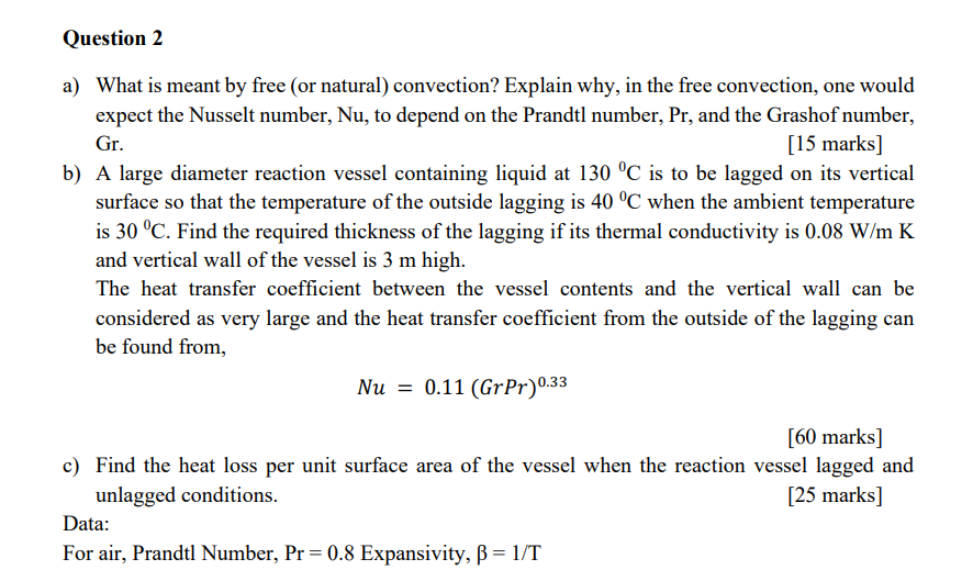 Solved a) What is meant by free (or natural) convection? | Chegg.com