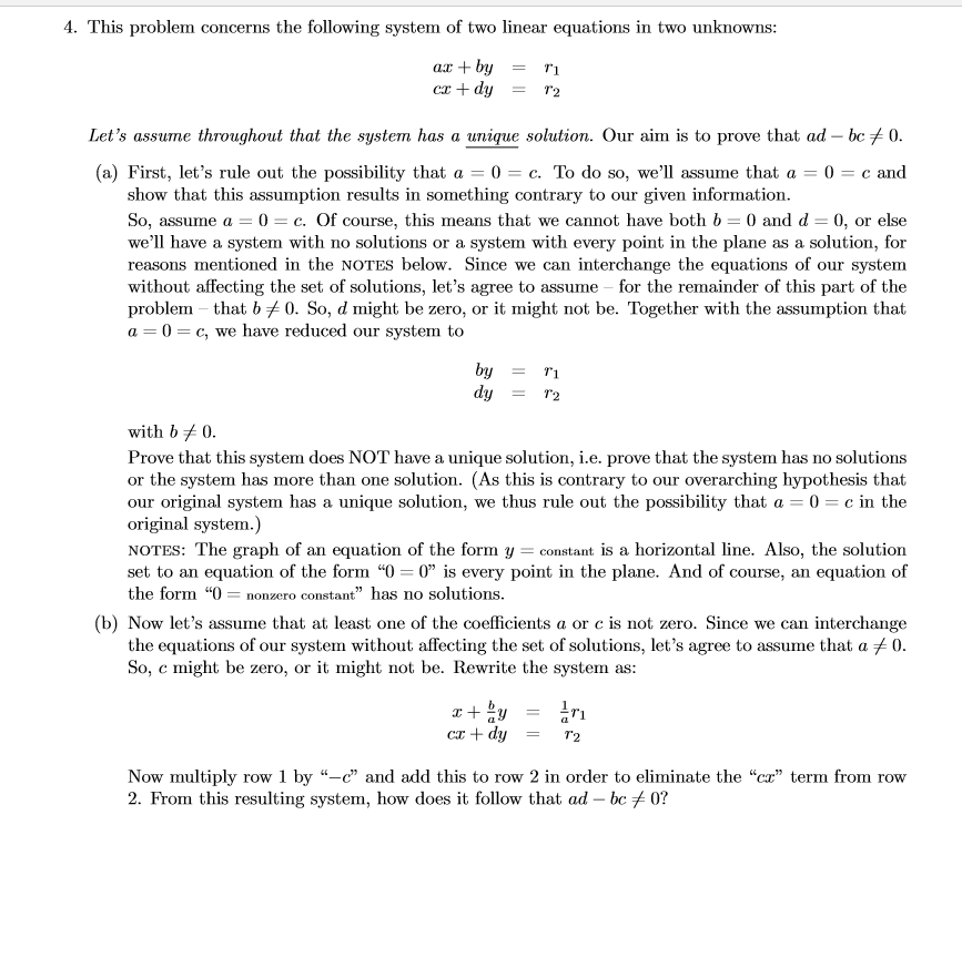 Solved 4. This problem concerns the following system of two | Chegg.com