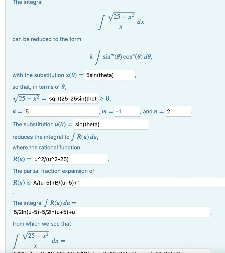 Solved The integral 25 – x2 dx х can be reduced to the form | Chegg.com