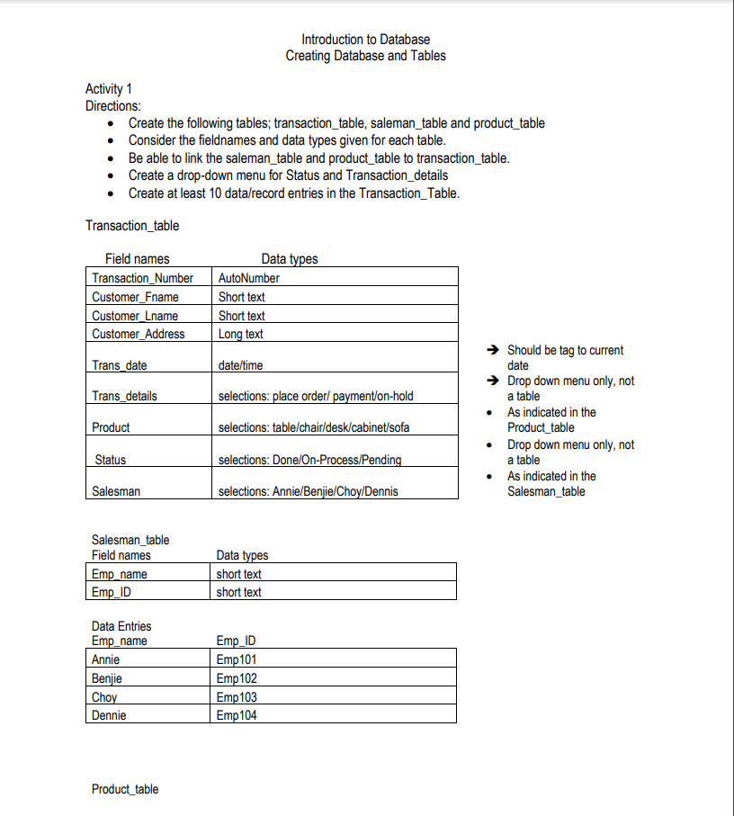 Solved Introduction To Database Creating Database And Tables 1239