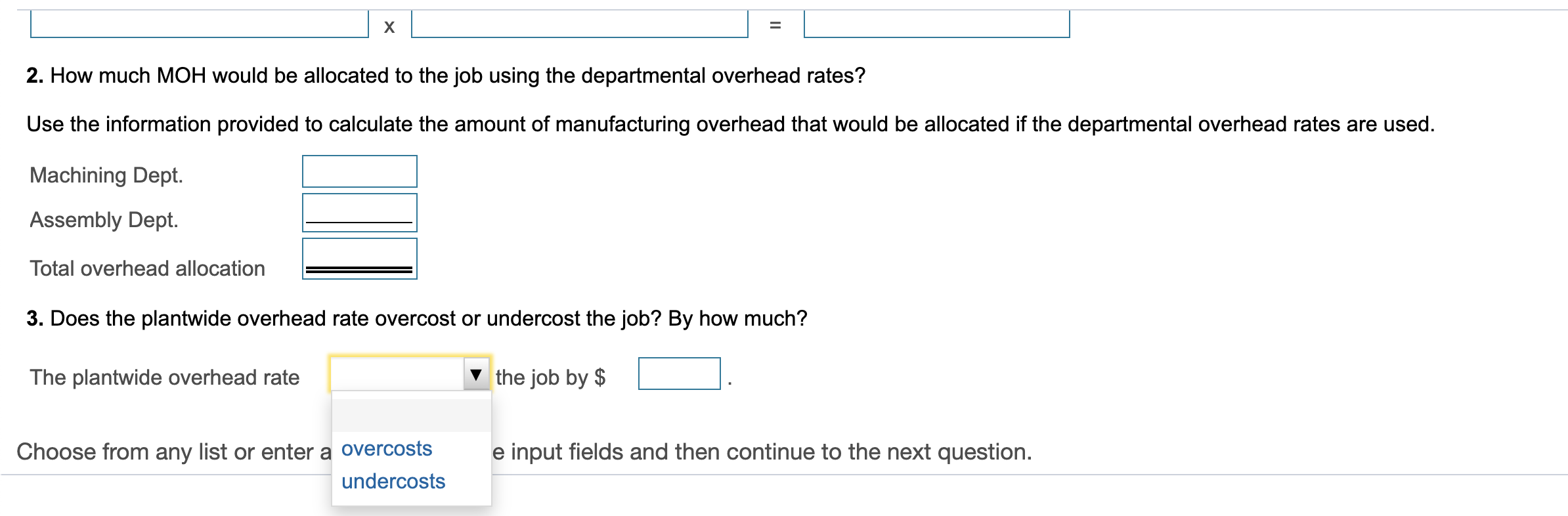 1. How much MOH would be allocated to the job using | Chegg.com