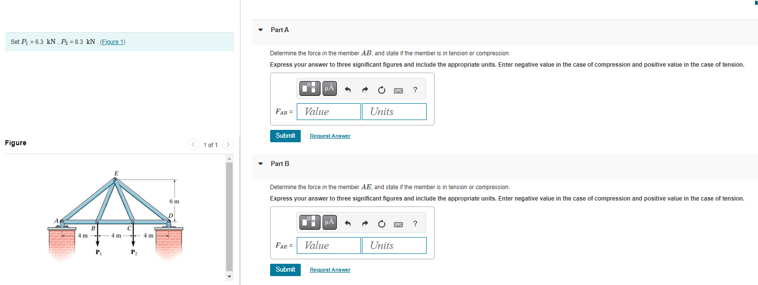 Solved Determine the force in the member AB, and state if | Chegg.com