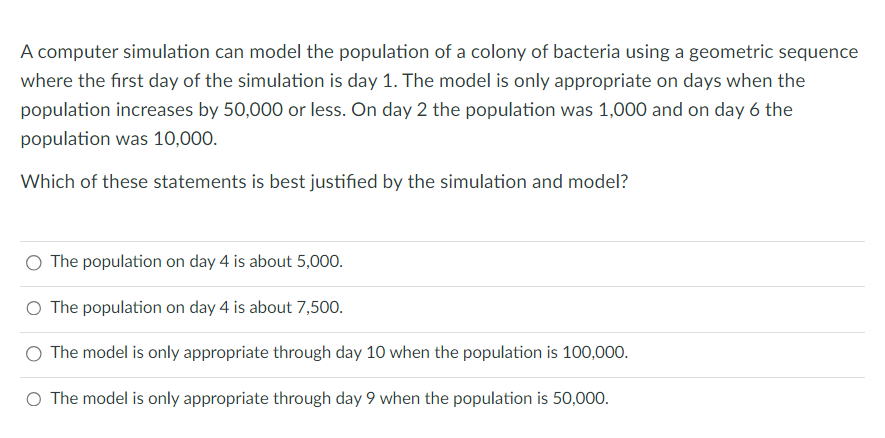 Solved A computer simulation can model the population of a | Chegg.com