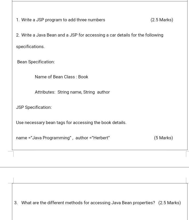 Solved 1. Write a JSP program to add three numbers (2.5 | Chegg.com