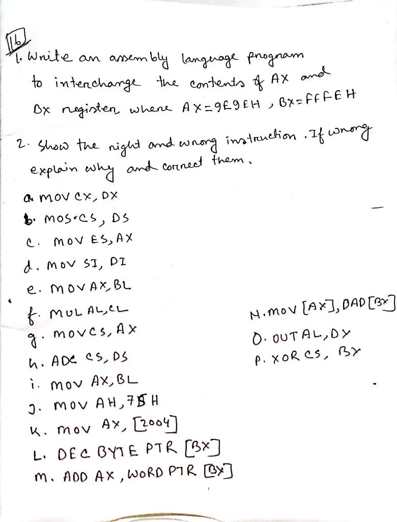 Solved 162 1. Write an assembly language program to | Chegg.com